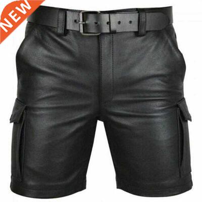 Thoshine Brand Summer Men Leather Shorts Elastic Outerwear S