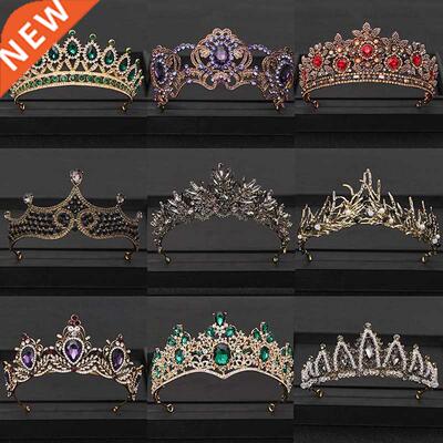 Vintage Baroque Queen Tiara Wedding Crown Bridal Diadem Gold