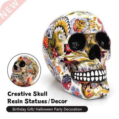 Creative Skull Resin Statues Plum Blossoms Sculptures Medica