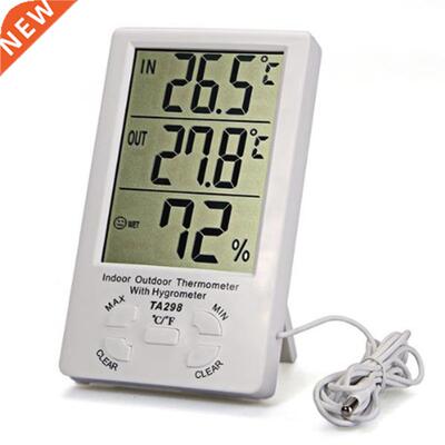 Timber LCD Hygrometer Humidity Meter With Clock In/outdoor