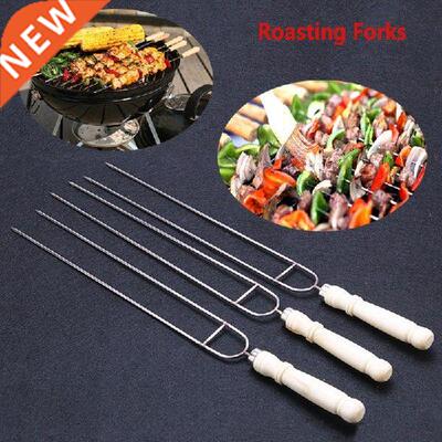 Barbecue Forks Wooden Handle Stainless Steel U-shape BBQ