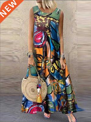 Knee length Plus Size women lady Dress Dresses Boho Evening