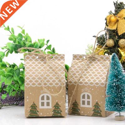50pcs Chrstmas House Style Chrstmas Gft Box Kraft Paper