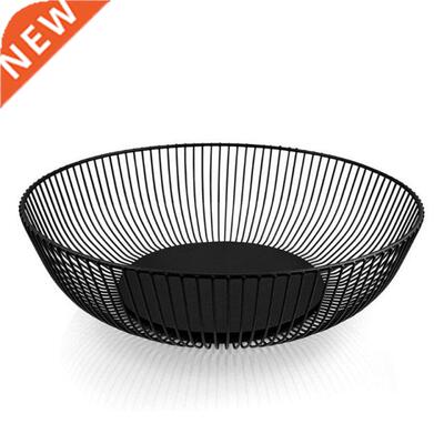 Wrought Iron Fruit Basket Metal Wire Round Openwork Drain Bo