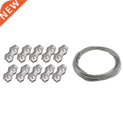 11 Pcs Stainless Steel Wire Rope Clamps+Cable: 10 Pcs Mm Du