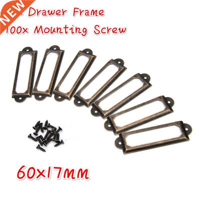 50Pcs Antique Brass Metal Label Pull Frame Handle File Name
