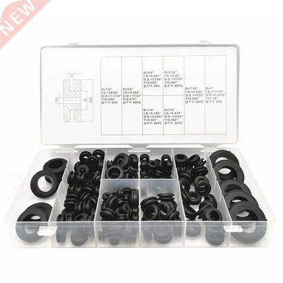 180PCS/Box Black Rubber Grommet Firewall Hole Plug Eyelet Se