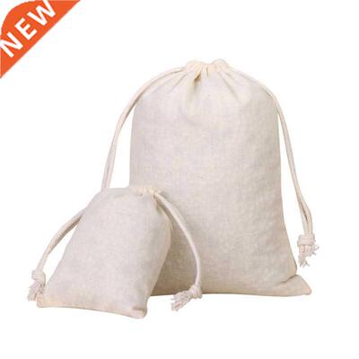 10 pcs/lot Natural Cotton Storage Bags with Drawstring Weddi