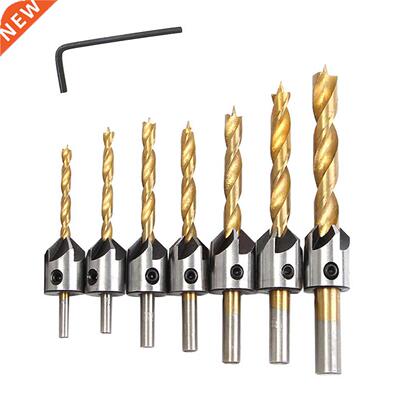 KKMOON 7Pcs Countersink Drill Bits Set with Chamfering Combi