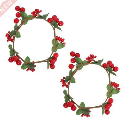 2Pcs Xmas Candlestick Wreath Accessory Party Candleholder