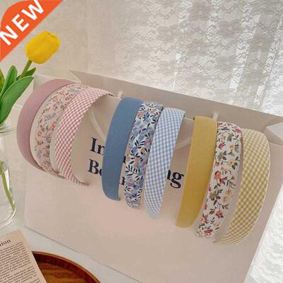 3pcs Vintage Floral Wide Headbands Solid Flower Plaids Hairb