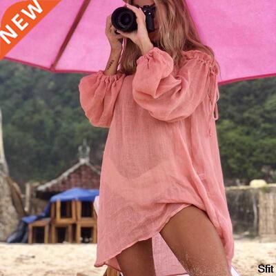 Chffon Beach Dress ver Up 2022 New Long Sleeve Beachwear Of
