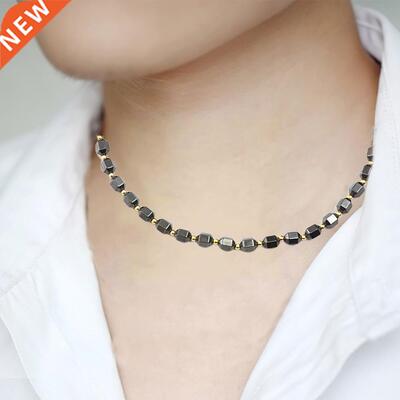 Black Magnetic Necklace Beads Hematite Stone Therapy Slimmin