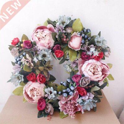 Artificial Wreaths Silk Peony Flowers Round Heart