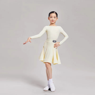 OSD舞服少儿拉丁舞精英女童标准比赛服规定服一字肩长袖款跳舞