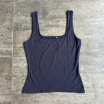 不褪换！英国boden春夏季女方领纯色通勤背心打底大码胖MM