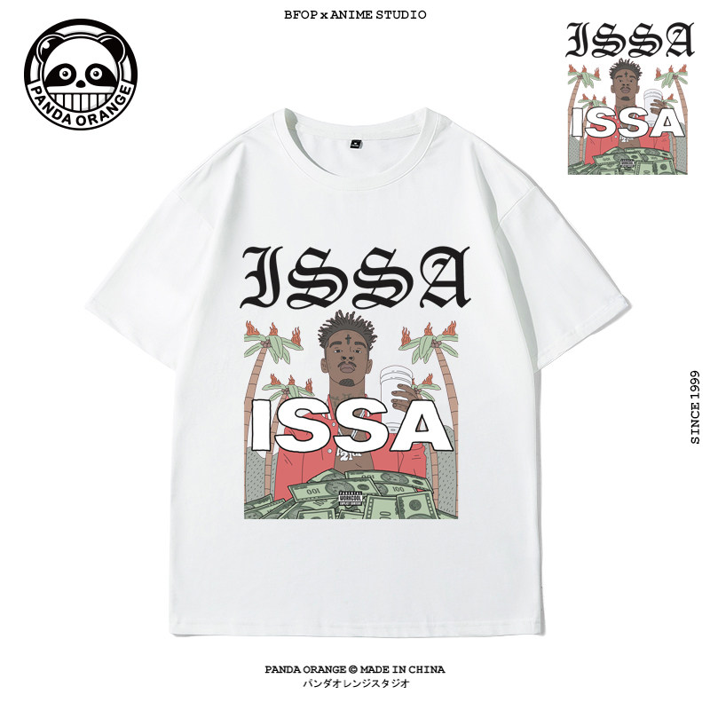 Savage Issa Album嘻哈说唱百搭oversize男女枪花绿洲乐队短袖T恤_虎窝淘