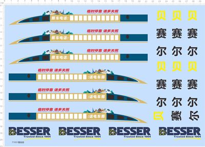71931整版胶 BESSER 临时停靠 请多关照 贝赛尔 模型水贴