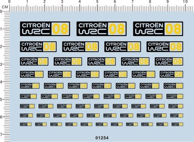 01254-A2808 整版胶-WRC 雪铁龙-Citroen 号码牌模型车水贴纸现货