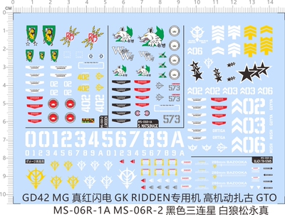 GD42真红闪电GK RIDDEN高机动扎古GTO黑色三连星白狼松永真MS-06R