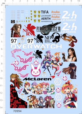 70994整版胶overwatch法拉利标签守望先锋DVA图案兔子nerv水贴纸