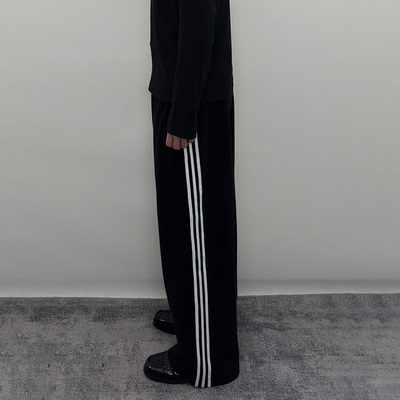 Roast lucky刺绣贴布纯棉廓形运动直筒长裤宽松BAGGY针织卫裤男