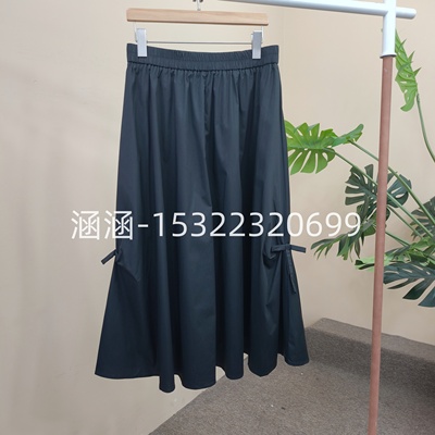 如缤RUBIN2025春正品松紧腰蝴蝶结半身长裙6A11Q61792-599