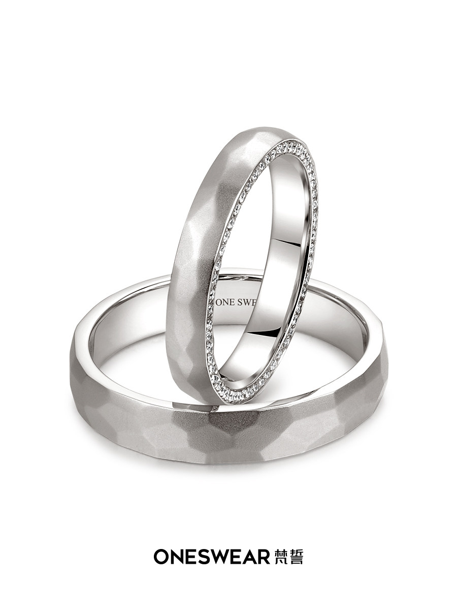 ONE SWEAR/梵誓爱的蜂巢-文艺版18k金铂金pt情侣对戒结婚定制戒指_虎窝淘