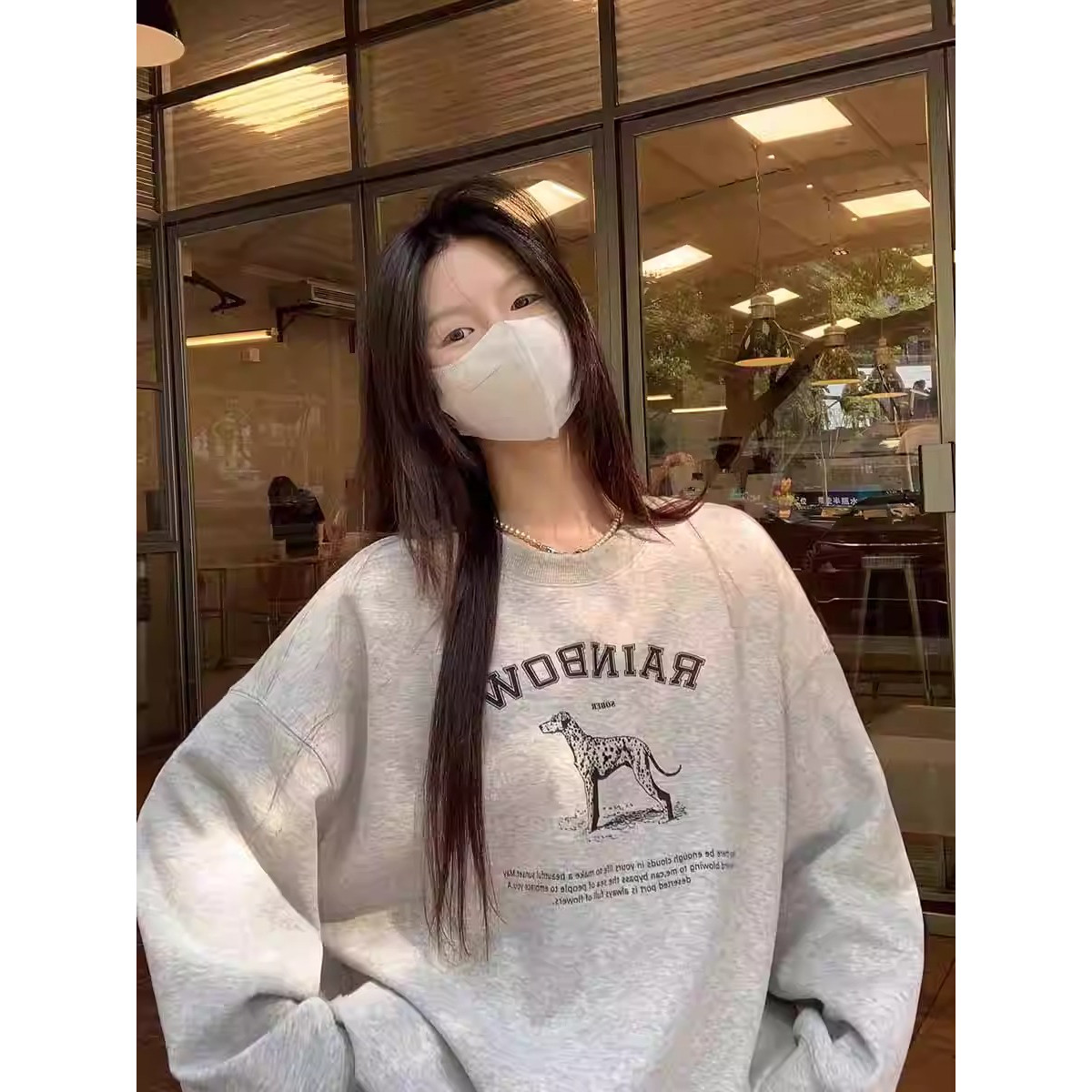 官图 实价 仿棉华棉复合-薄款310g加绒400g 圆领卫衣女印花跨境