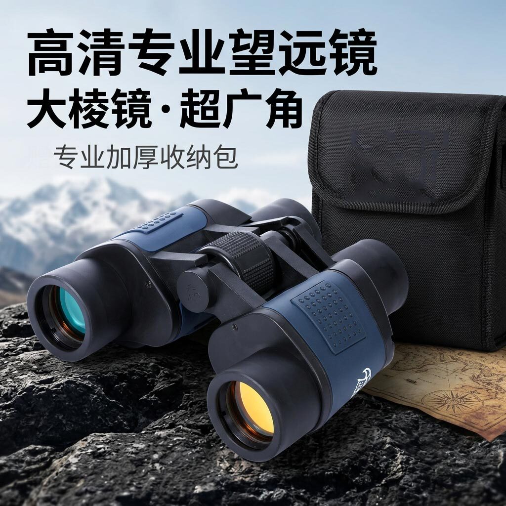 60x60双筒望远镜 带坐标微光夜视高倍高清红膜户外旅行望远镜