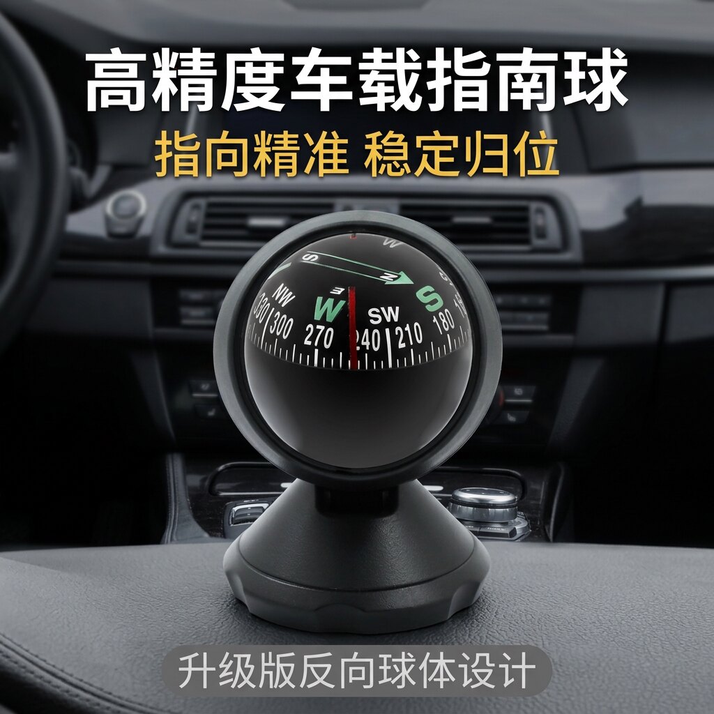车载指南针球 指南针可调节角度汽车摆件球形高精度稳定方向精准
