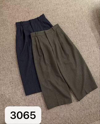Q651K3065欧货秋冬新品高腰显瘦打杆绵羊毛高品质百搭直筒八分裤