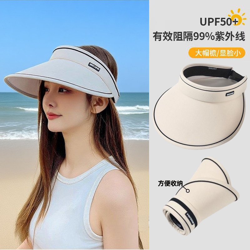 空顶防晒帽子2026新款太阳帽女夏可折叠防紫外线遮阳帽骑车大帽檐