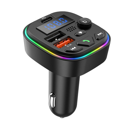 点烟器式车载蓝牙MP3播放器FM发射器蓝牙接收器双USB车充带氛围灯