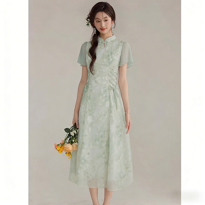 有里布新中式改良旗袍连衣裙夏季2026新款国风禅意裙子D5027