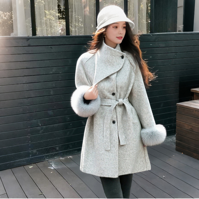 含腰带法式复古上衣2026秋冬新款时尚系带短款外套QY0197