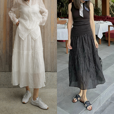 设计师原创压褶蛋糕裙