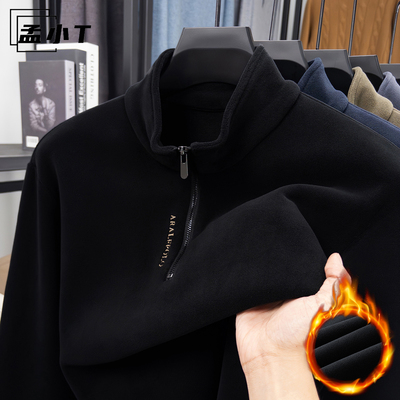 新款秋冬男士秋冬奥利绒卫衣加绒加厚德绒长袖T恤打底衫男上衣