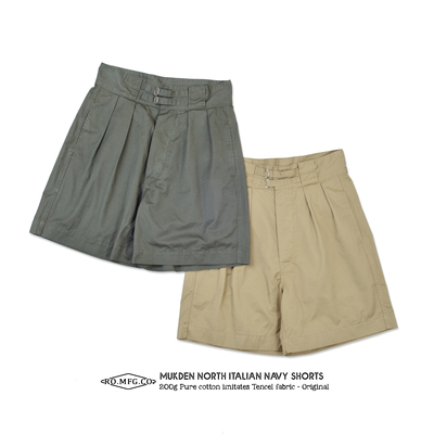 MUKDEN NORTH 意大利海军短裤 复古高腰双褶 非英军廓尔格 工装裤