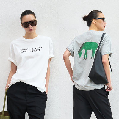 SLO“漫漫小马tee”圆领印花T恤