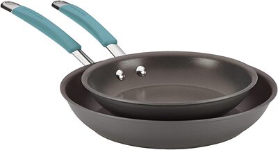 美国代购Rachael Ray Cucina 硬质氧化铝不粘锅煎锅套装23/29厘米