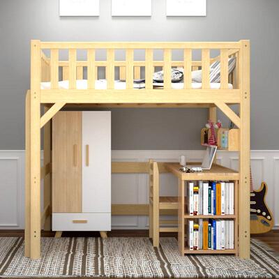 香港包邮实木高低错位T字L儿童上床下桌下空单人交错式省空间高架