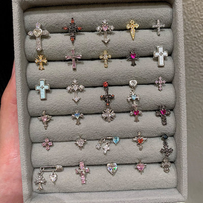 RINGRING商店十字架耳钉医用钛钢耳骨钉钛合金耳蜗钉高级感耳饰女