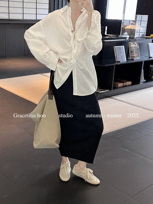 GRACETINA HOO法式肌理编织简约慵懒高智感针织半身裙ZB6077