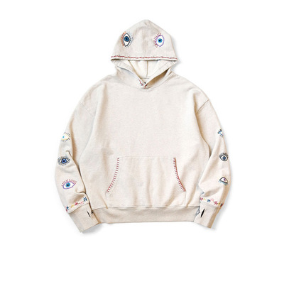 眼睛图案趣味刺绣日系宽松纯棉