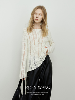 镂空针织衫宽松舒适羊毛肌理长袖