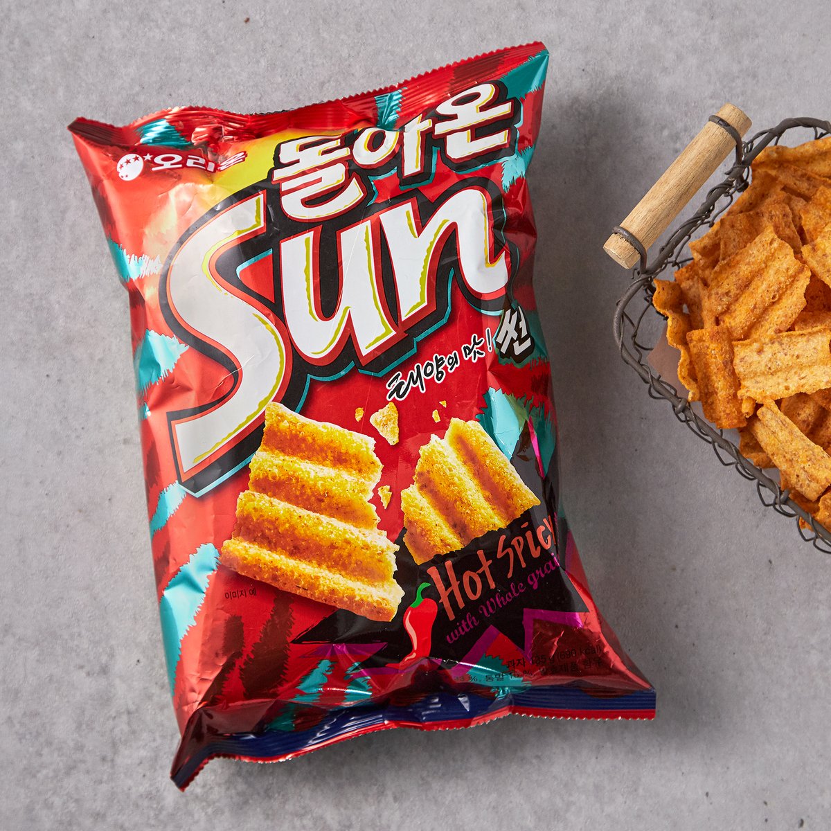 SUN玉米脆片好丽友玉米太阳薯片锅巴韩国进口零食香辣蒜香3袋包邮 商品图