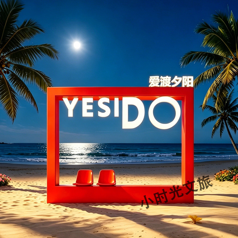 户外景区网红打卡相框摆件营地沙滩海边拍照道具造景景观装置装饰