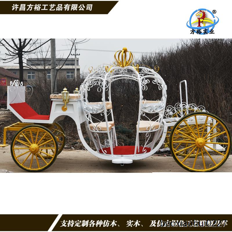 新款南瓜马车婚庆 皇家马车电影道具电动车旅游观光狗拉车定制机