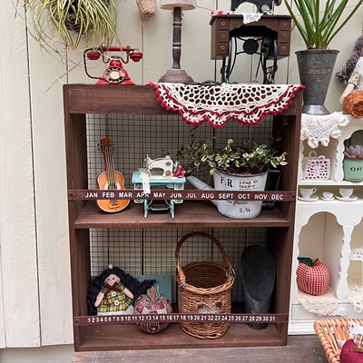 实木置物架壁挂日期刻度中古杂货花园置物架柜子收纳柜45*15*55